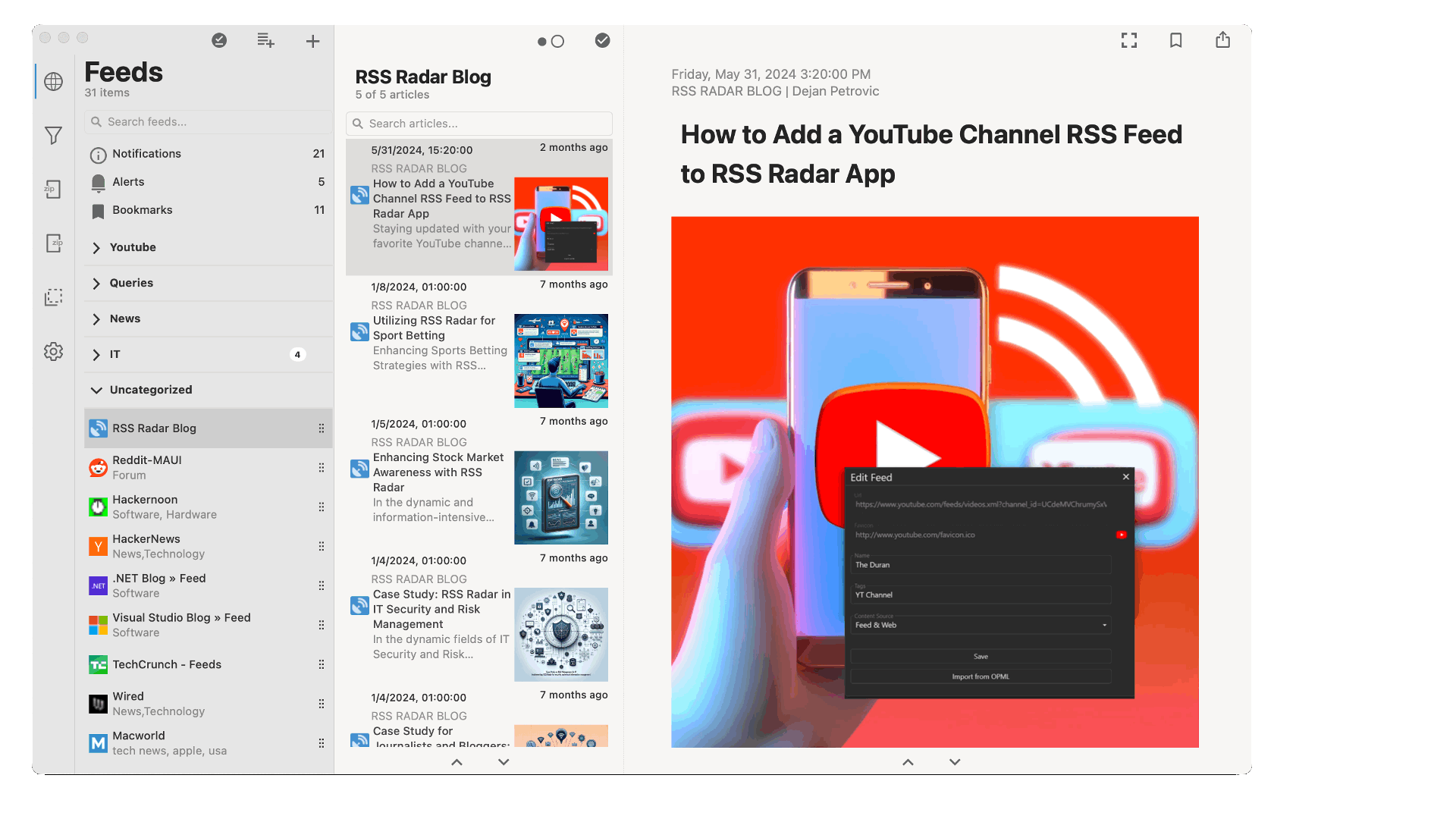 Help | RSS Radar Application